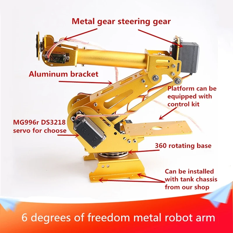 Brazo de Robot móvil de Metal, 6 grados de libertad, plataforma, piezas ...
