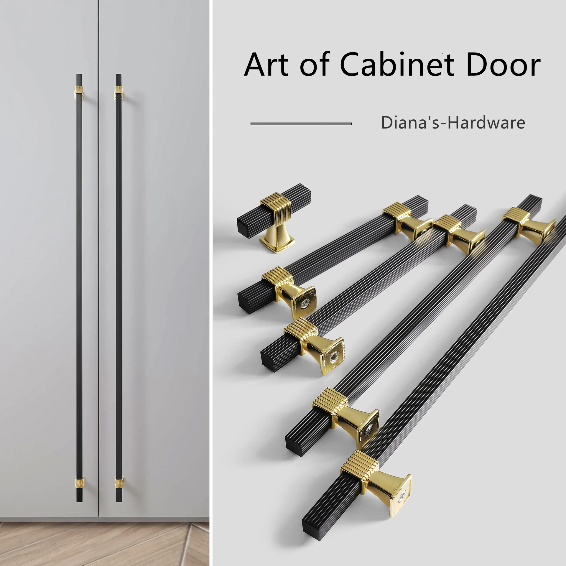 Simple Cabinet Door Handle Black Wardrobe Kitchen Cupboard Drawer Knobs ...