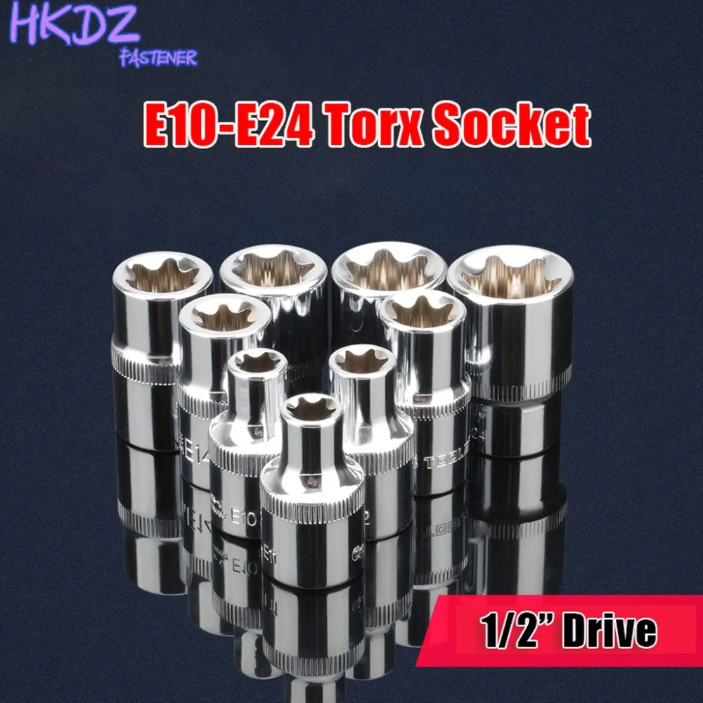 1pcs 1/2" Torx Star Socket E Type E10 E11 E12 E14 E16 E18 E20 E22 E24 Hand Repair Tools Square ...