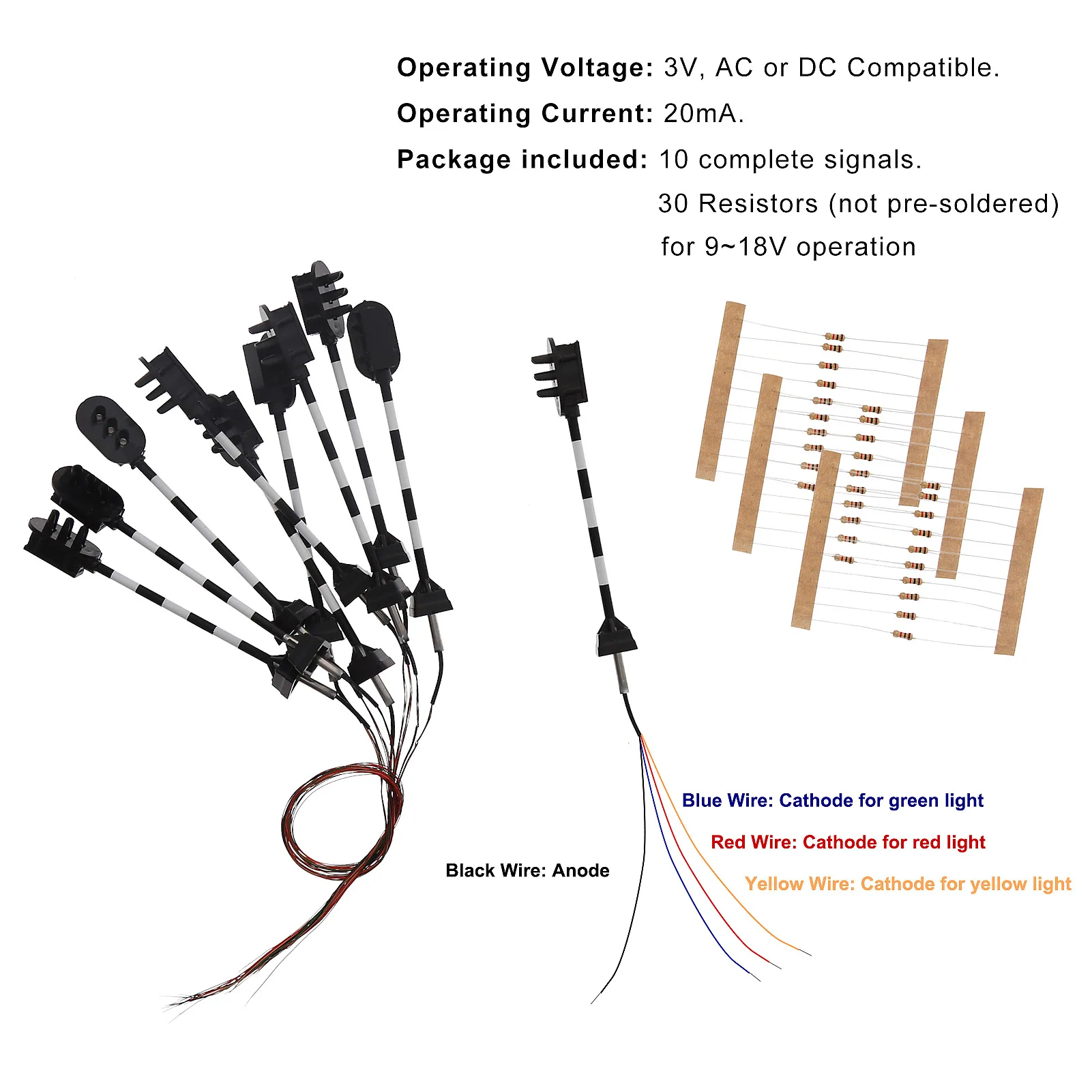Evemodel-10pcs-OO-HO-Scale-1-75-Crossing-Signals-3-LEDs-Road-Street ...