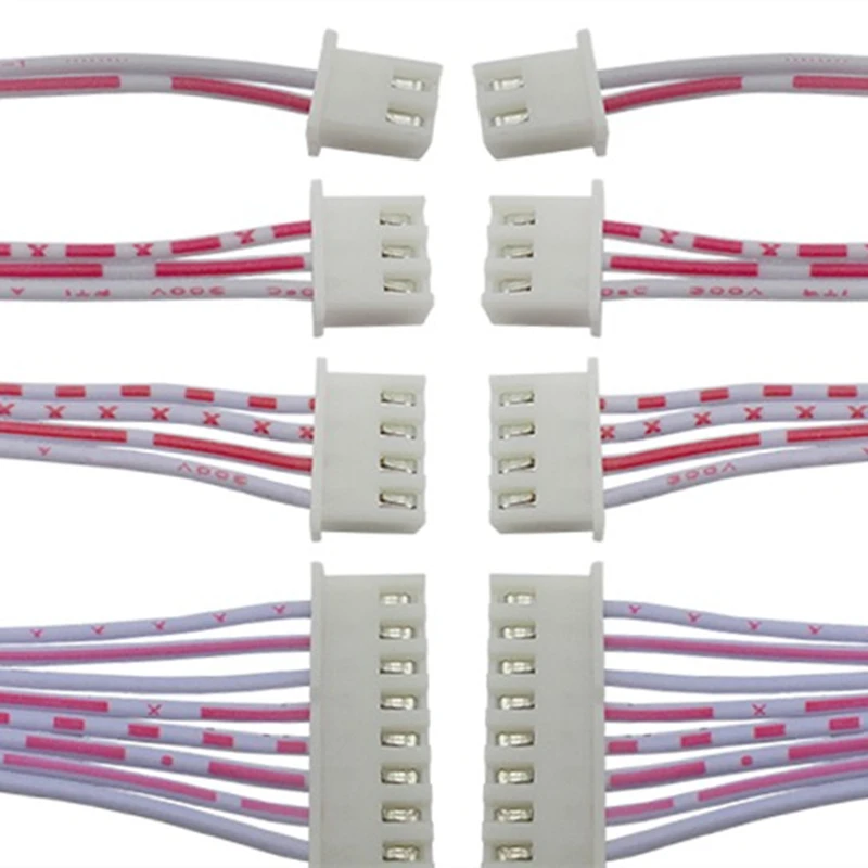 10Pcs JST 2.54mm Pitch Connector Cable XH2.54 Plug Line length 20/10CM Red and white 2P/3P/4P/5P ...