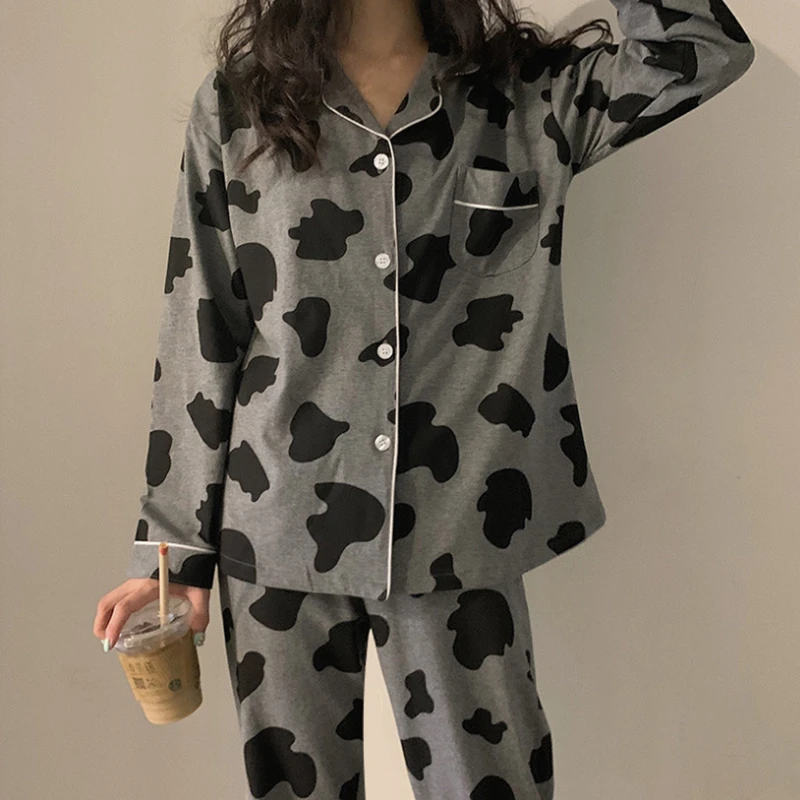 Cute Pajamas Women Cow Print | Womens Cow Style Pajamas | Milk Cow ...