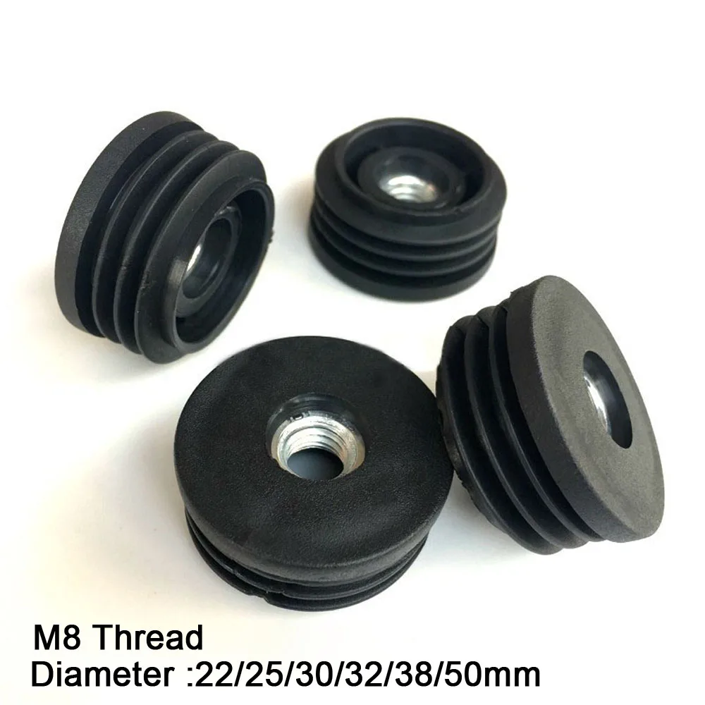 2-4pcs-Round-Black-Plastic-Blanking-End-Cap-Caps-Pipe-Tube-Inserts-With ...