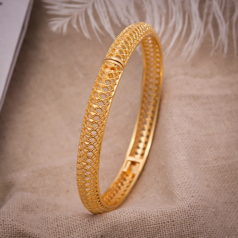 Annayoyo 1pcs 24k Gold Color Bangles For Women Men Gold Color Wedding ...