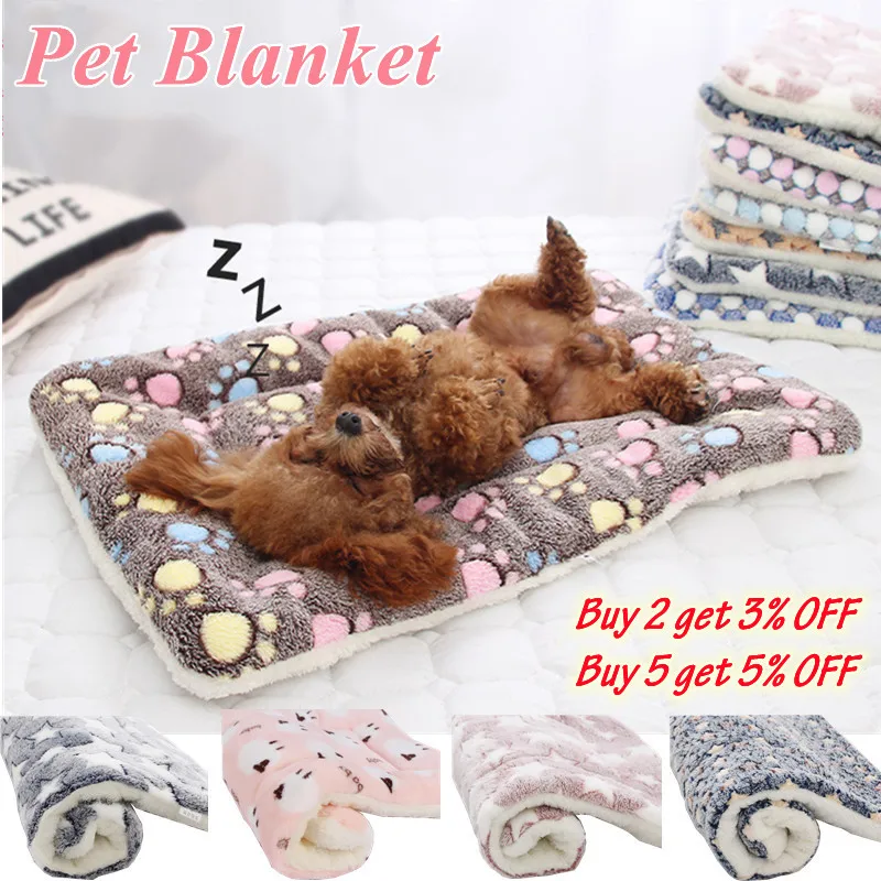 Pet Sleeping Mat Warm Dog Bed Soft Fleece Pet Blanket Cat Litter Puppy ...