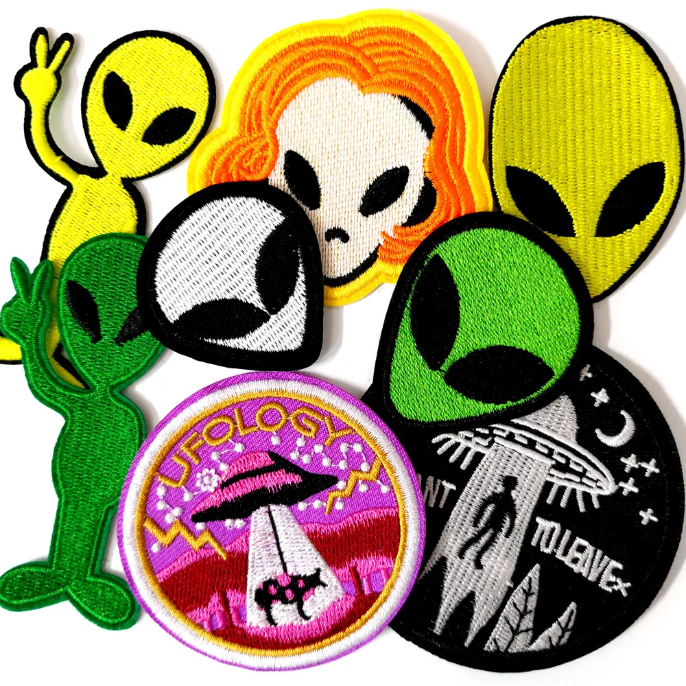 I WANT TO LEAVE ALIEN UFO Badges Iron On Patches Embroidery Cloth Patch ...