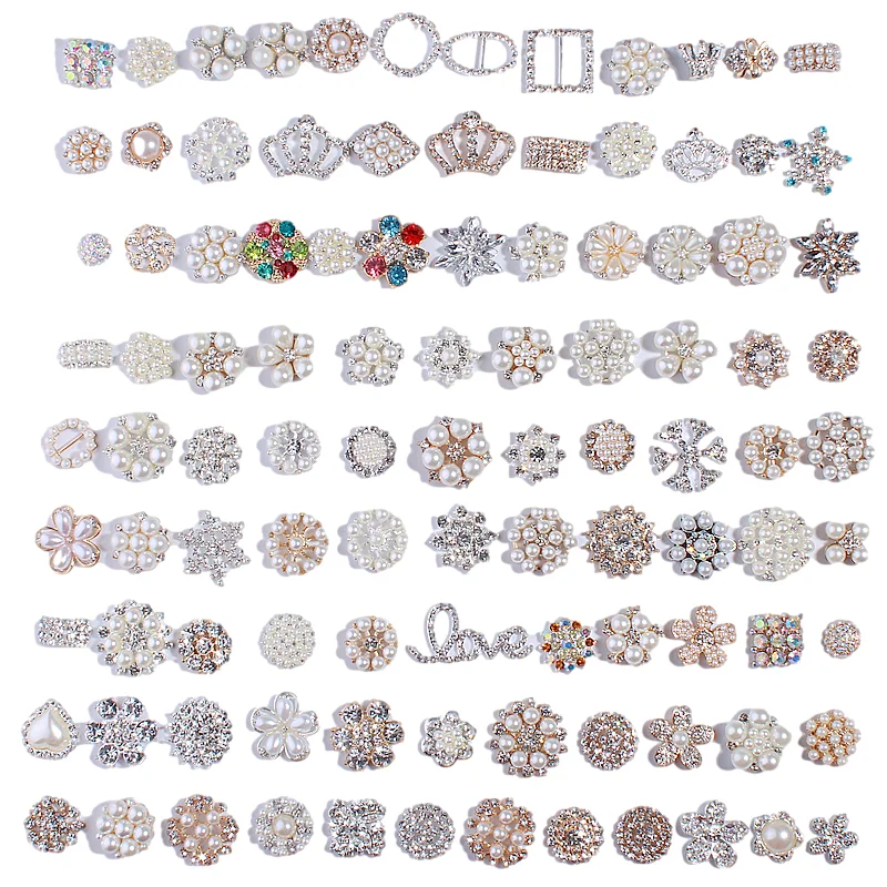 New Chic Silver Crystal Rhinestone Buttons With Ivory Pearls For Shoe ...