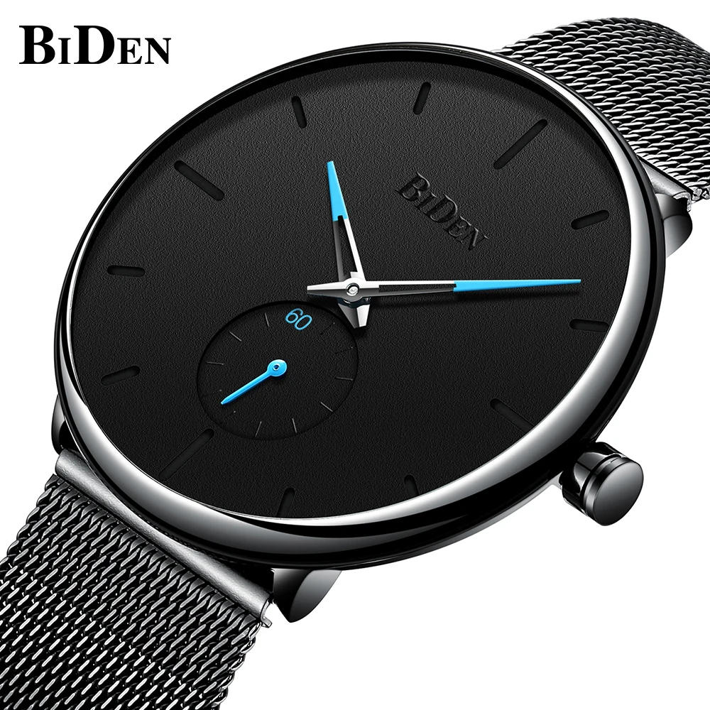 BIDEN-Fashion-Mens-Watches-Black-Quartz-Watch-Waterproof-Stainless ...