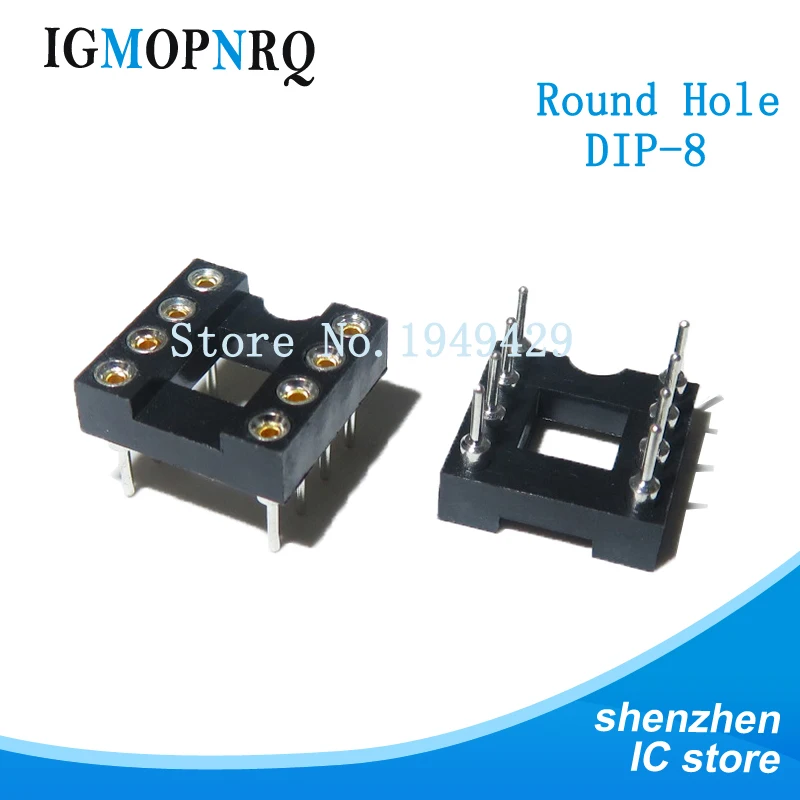 10pcs Round Hole 8 Pins 2.54mm Dip Ic Sockets Adaptor Solder Type 8 Pin ...