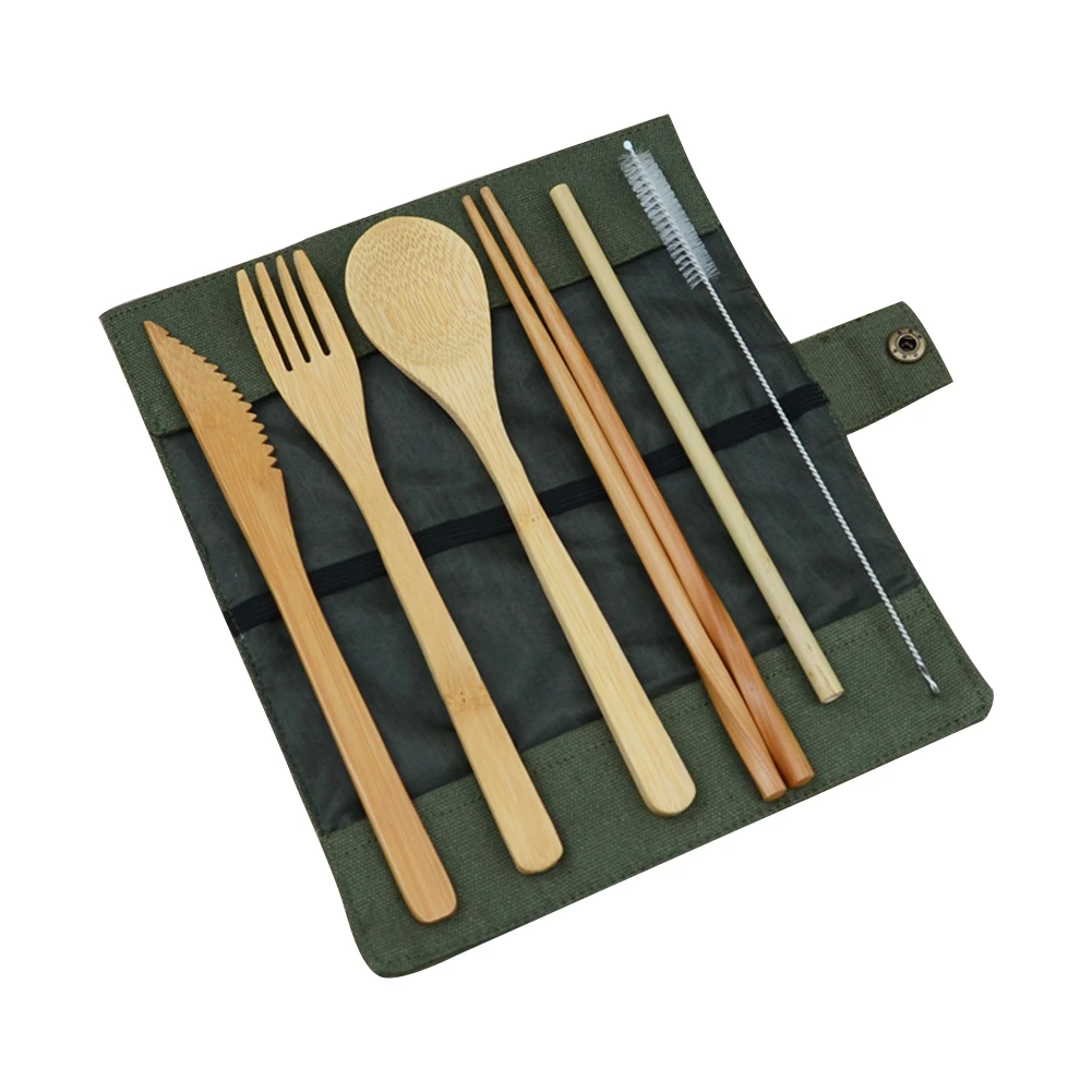 6pcs/lot High Quality Portable Bamboo Dinner Set Travel Eco-friendly ...