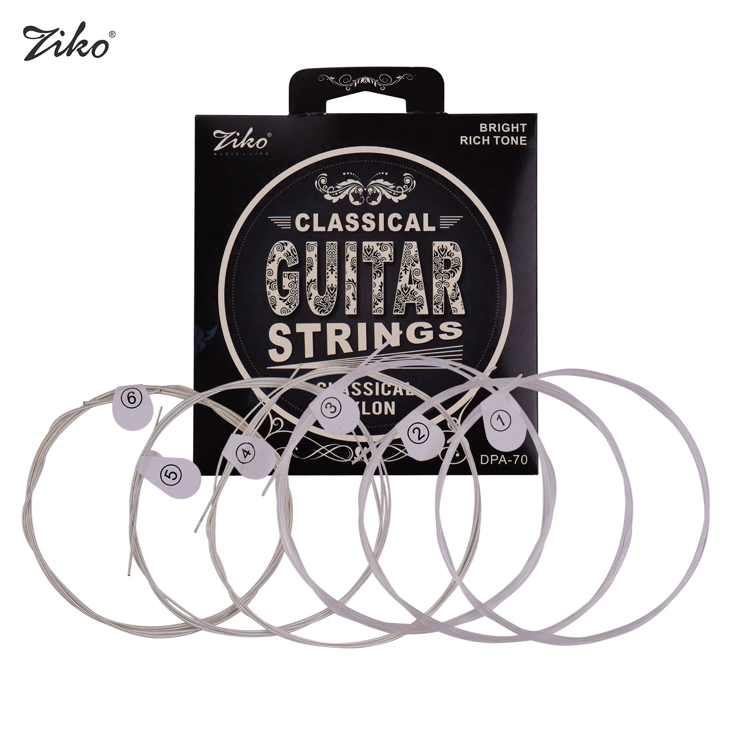 Ziko Dpa-70 Guitar Strings Normal Light Tension Silver Wound Nylon ...