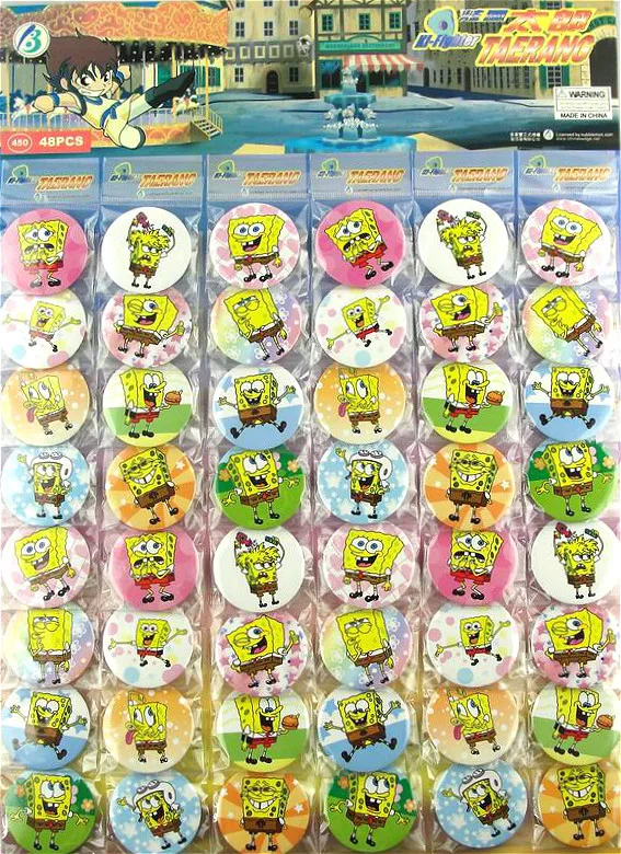 Free Shipping Cute SpongeBob SquarePants Button Badge 45mm (48pcs/set ...