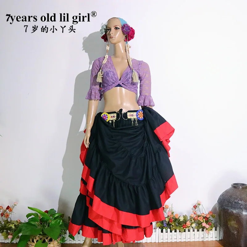 Tribal-Belly-Dance-Skirts-ATS-Cotton-4Tiered-18Yards-Gypsy-With-Border ...