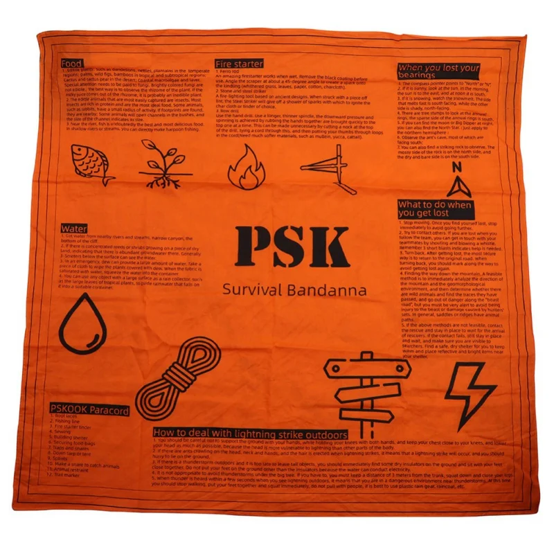 First Aid Scarf Camping Bandana Square Scarf Survival First Aid Guide ...