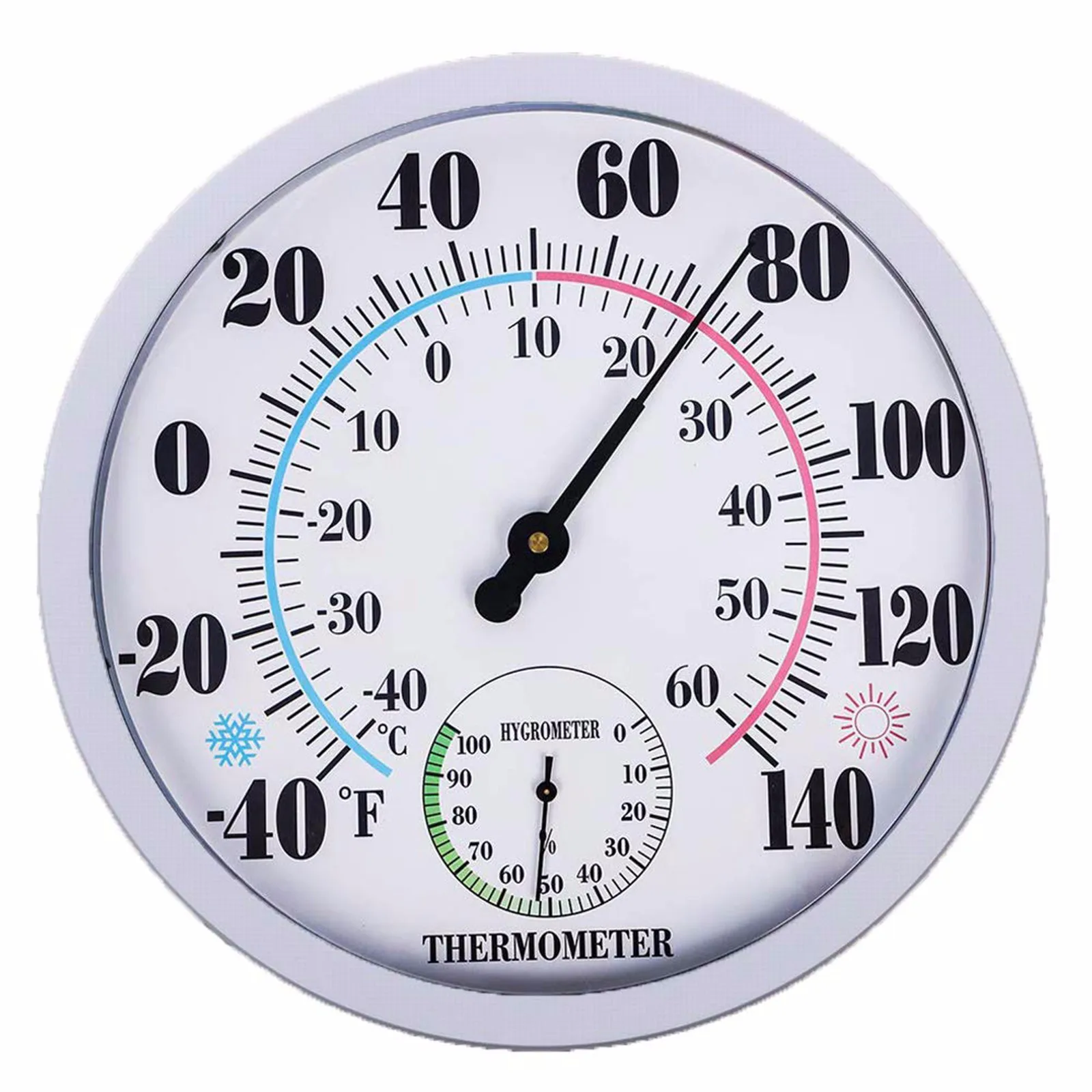 9.84in/25cm Round Thermometer with Hygrometer Large Indoor Outdoor Wall ...