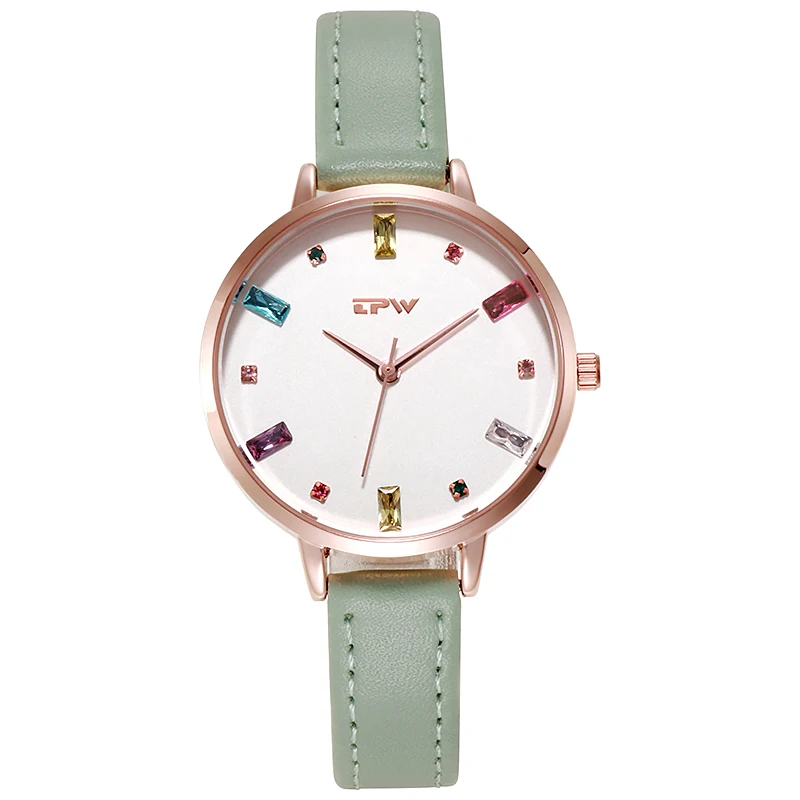 Gemstone Ladies Wristwatches Big Dial Leather Strap Modern Stylish ...