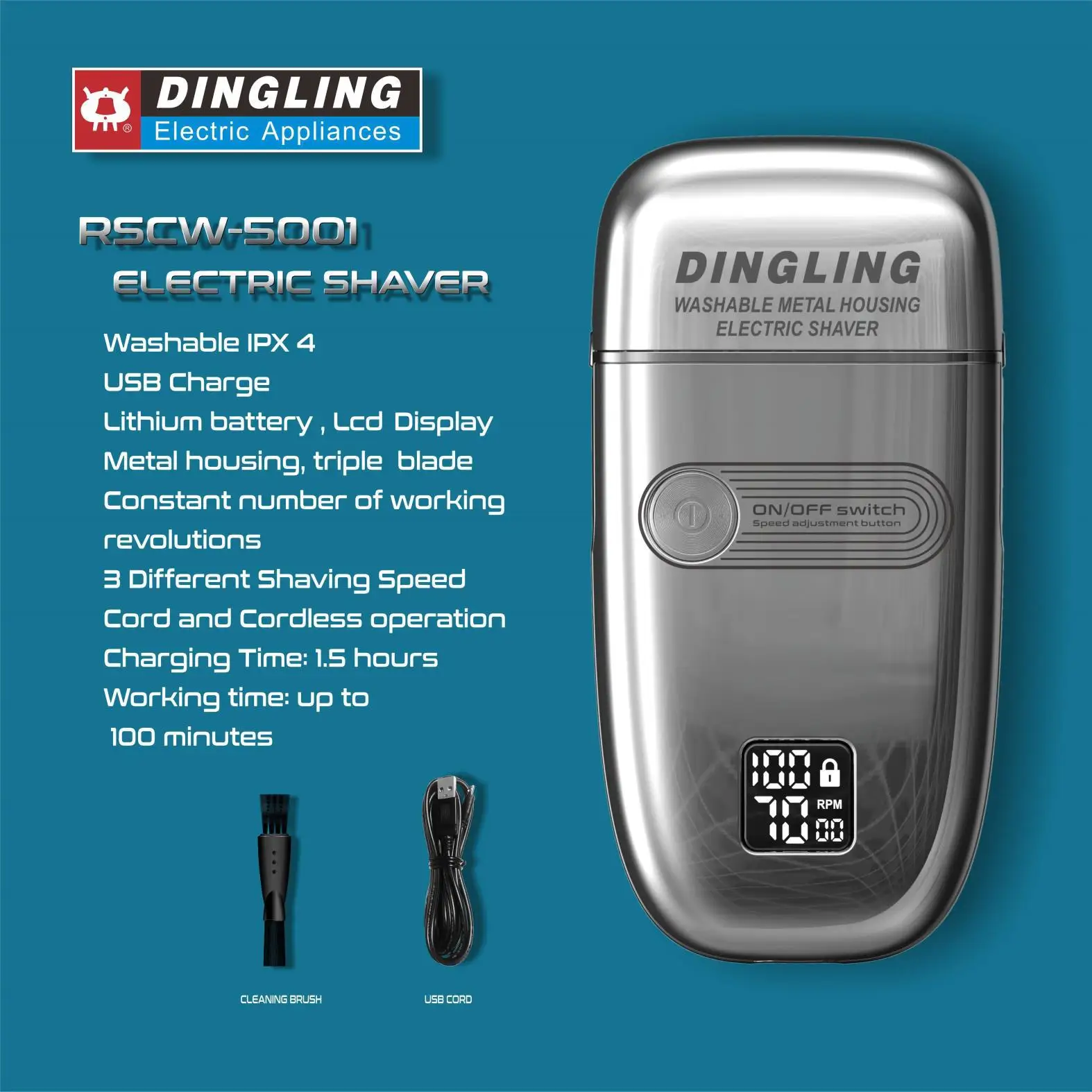 DingLing-Electric-Shaver-for-Men-Twin-Blade-Waterproof-Reciprocating ...