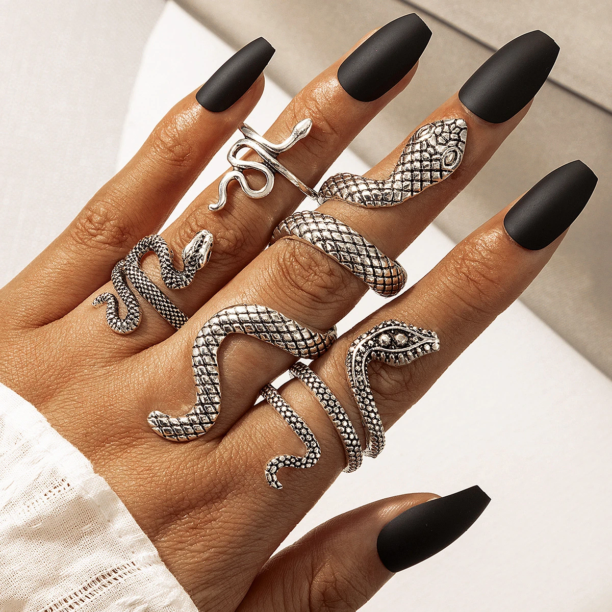 4pcs/set Gothic Snake Knuckle Finger Rings For Women 2022 New Punk ...