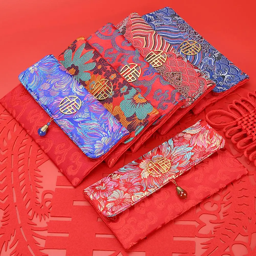 Chinese Style Lucky Money Bag Cloth Floral Red Envelope Pocket New Year ...