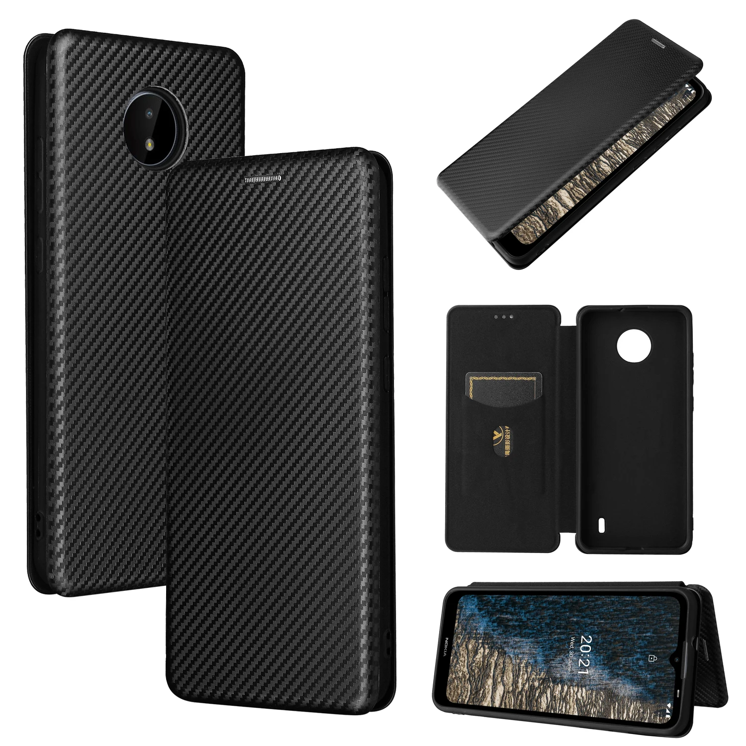 Magnetic Carbon Fiber Flip Leather Wallet Case For Nokia G11 G21 G10 ...