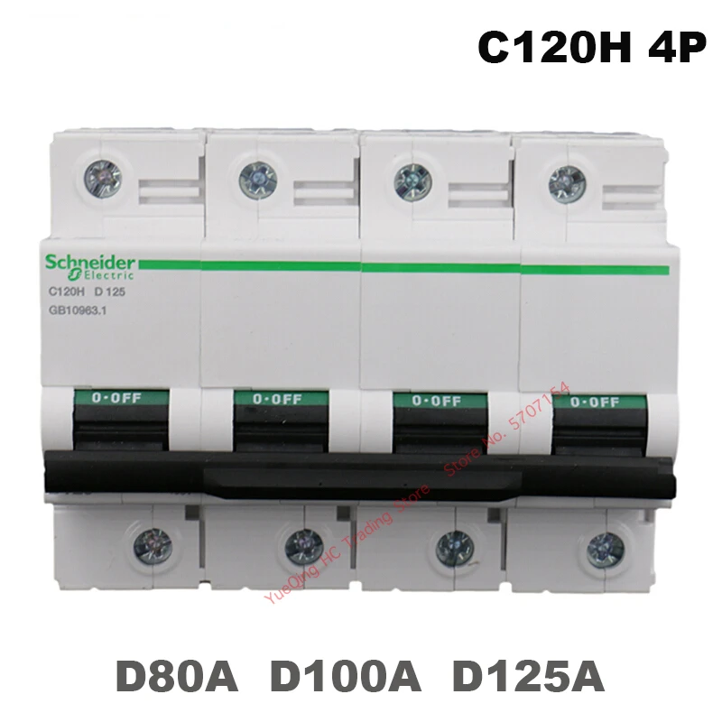 Schneider – disjoncteur MCB électrique C120H, Type iC65N D 4P 10KA AC D80A D100A D125A ...