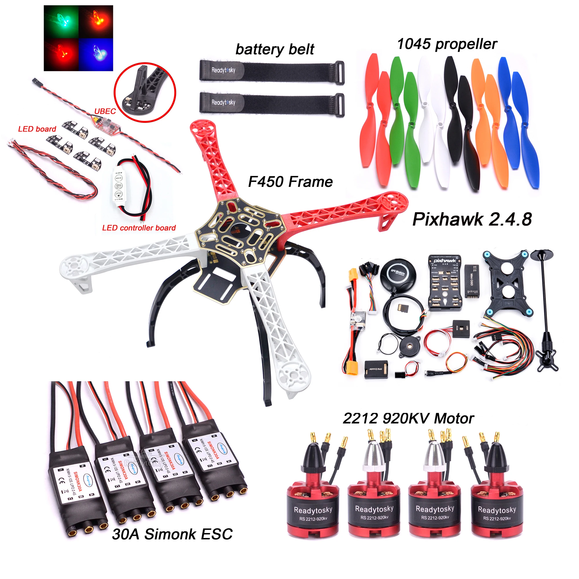 F450 450mm Quadcopter Frame Kit Pixhawk 2.4.8 Flight Control M8n Gps ...