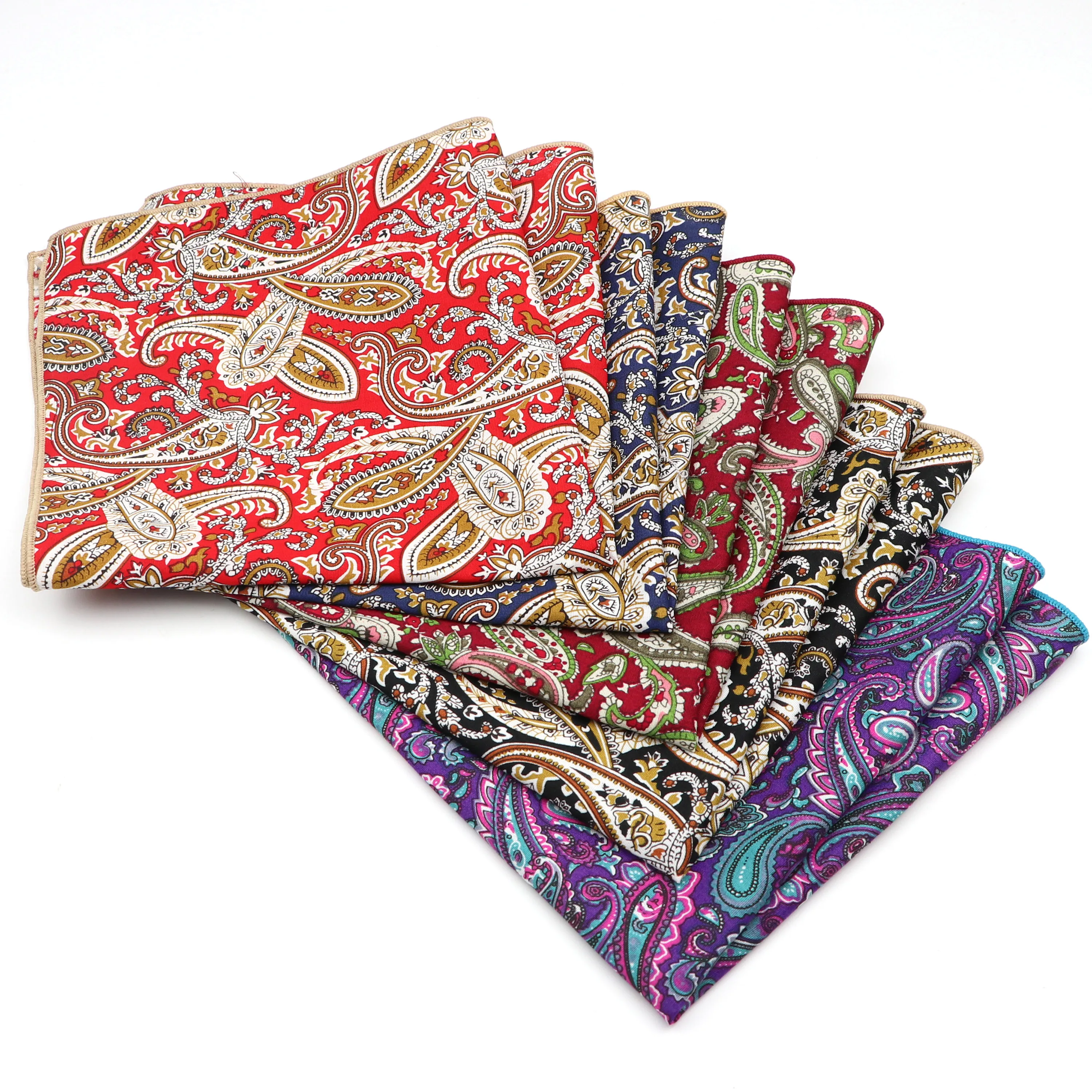 Big Floral Cotton Handkerchiefs Colorful Printing Round Pocket Square ...