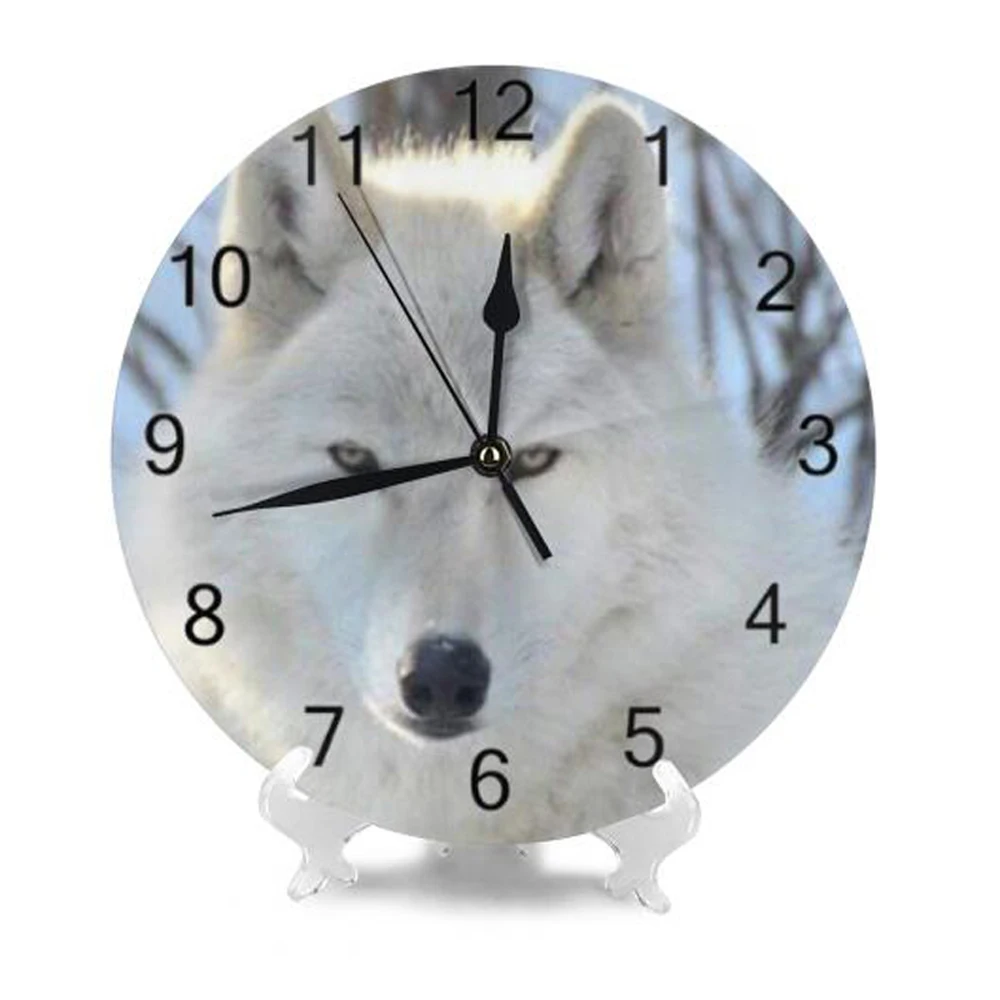Wolf Animal 25CM/10inch Big Round Wall Clock Numeral Digital Dial Mute ...