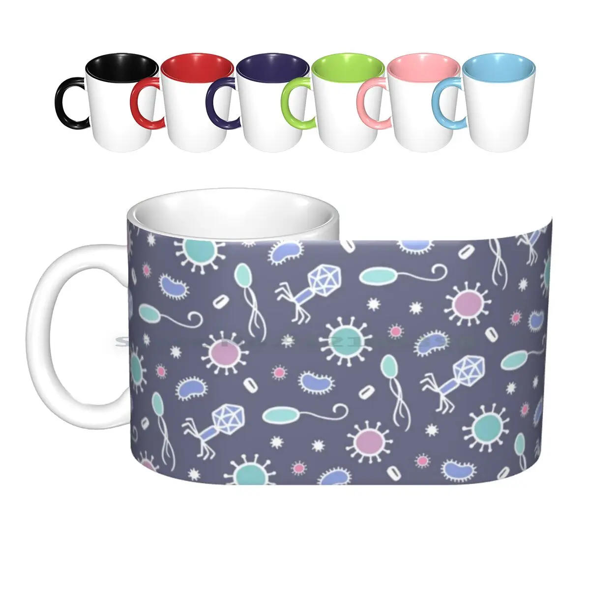 Microbes Dark Ceramic Mugs - Mon Science