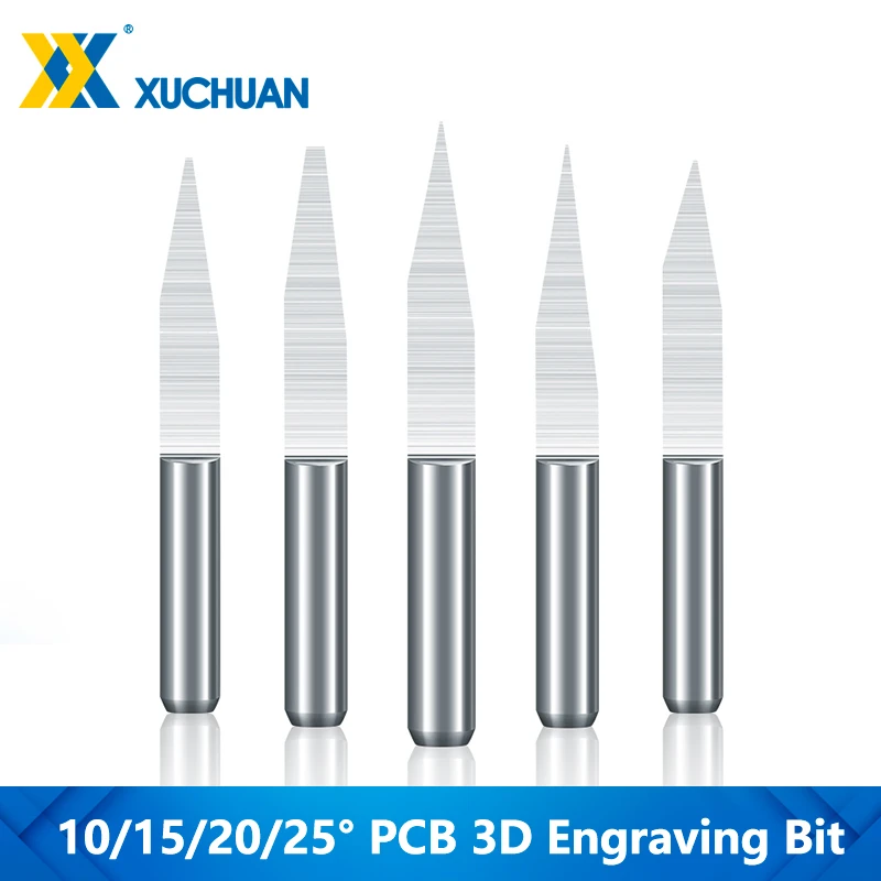 10pcs Pcb 3d Engraving Bit 10/15/20/25 Degrees V Shape Carving Bits ...