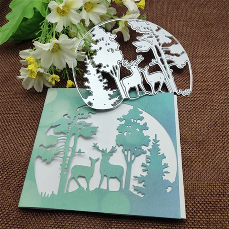 Christmas Tree Animal Deer Frames Metal Cutting Dies Stencils Die Cut ...