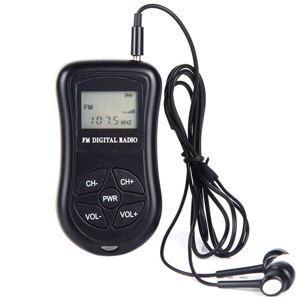 Lcd Display Personal Mini Digital Fm Radio With Earphone Lanyard ...