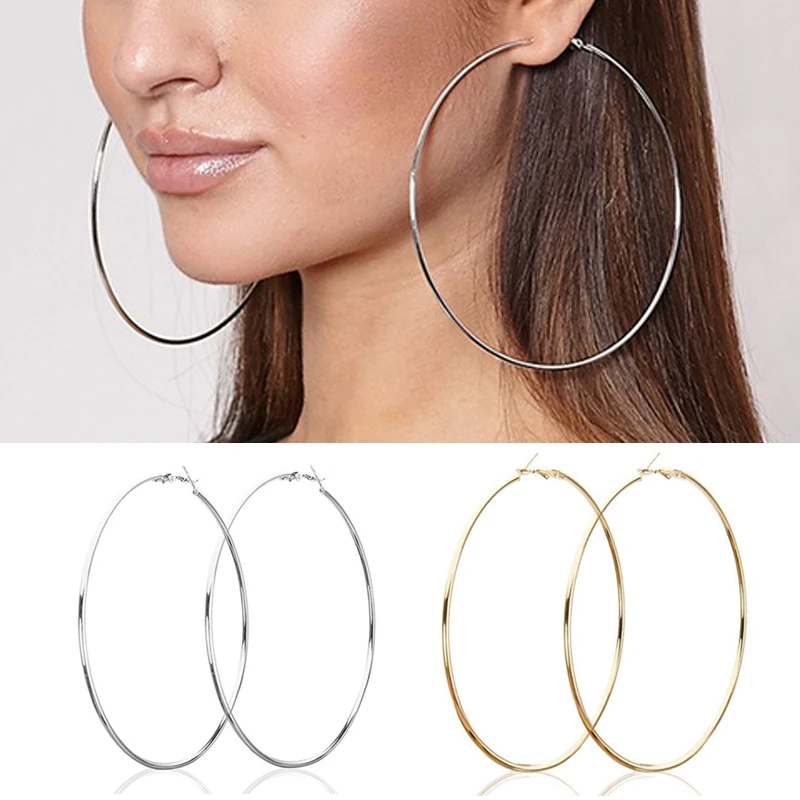 Women 3 10cm Small Big Circle Hoop Earrings Statement Ear Ring Fashion ...