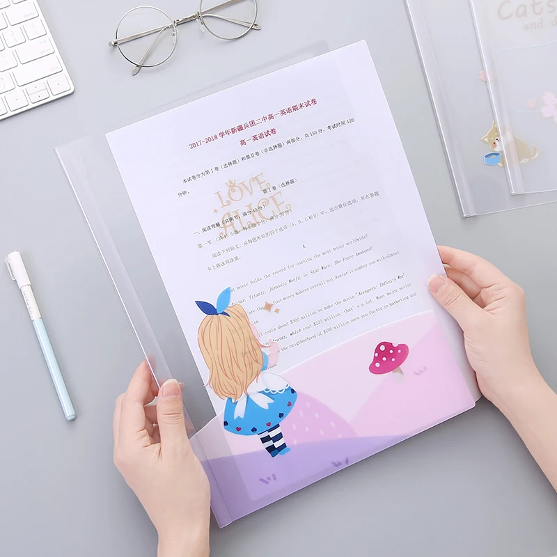 A4 Cute transparent resume report cover sliding bar binder folder ...