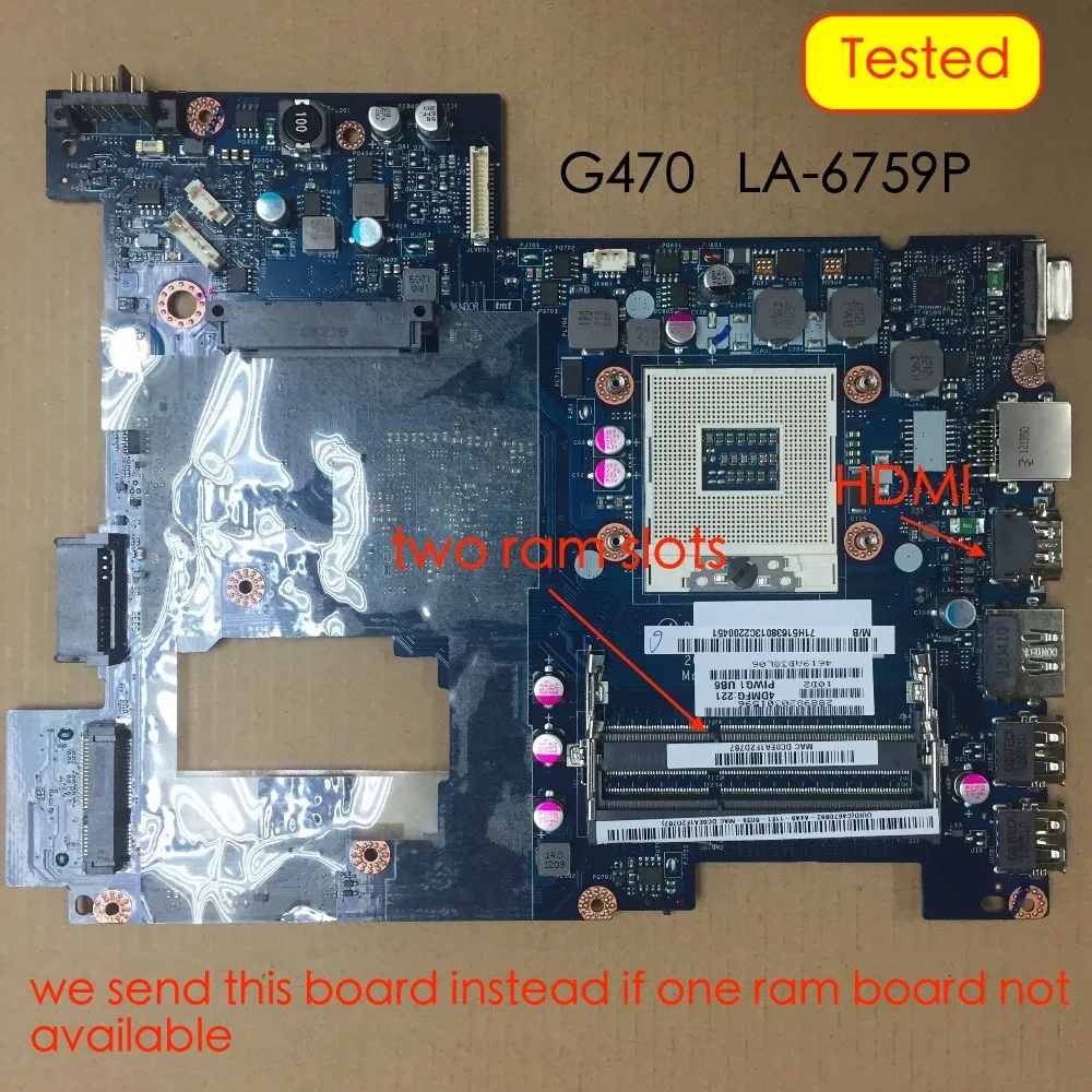 PIWG1 UB6 LA-6759P Para Lenovo G470 Laptop Motherboard