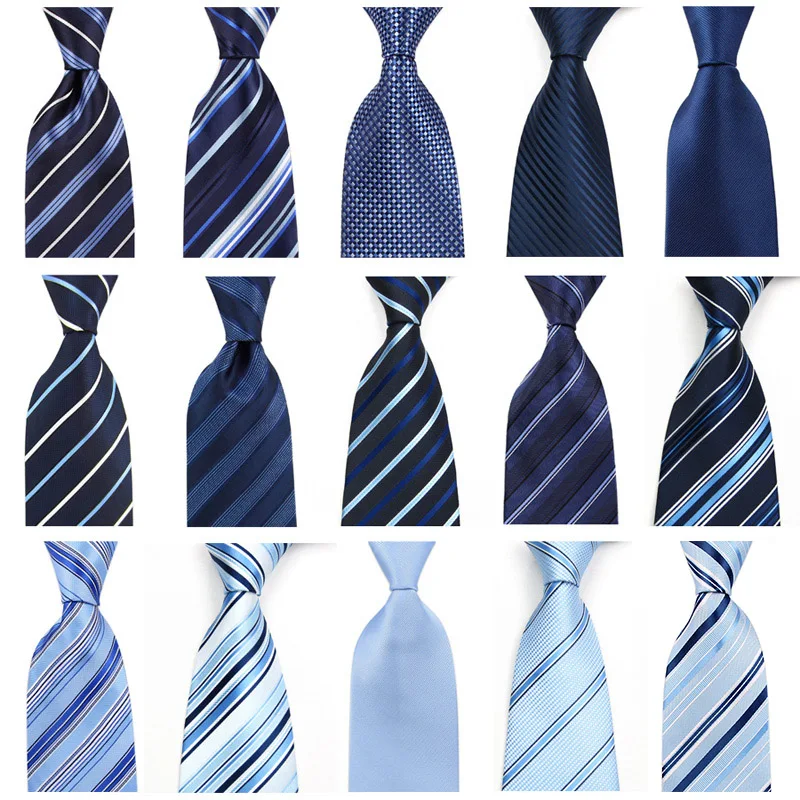 High Quality 2019 New Fashion Ties Men Business 8cm Striped Blue Tie ...