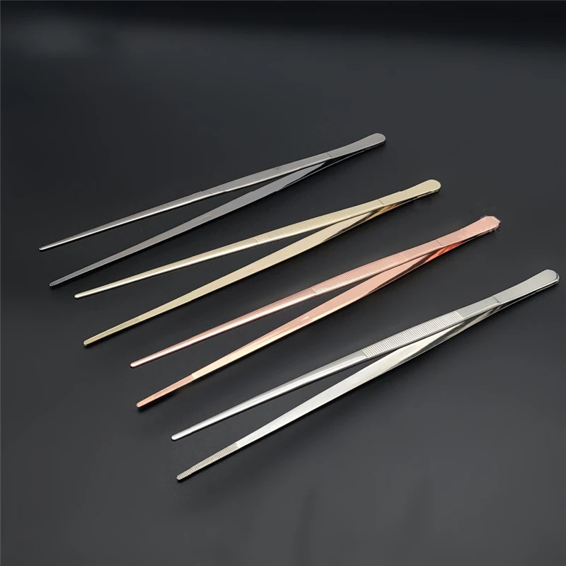 30cm-Silver-Copper-Gold-Black-Stainless-Steel-Kitchen-Bar-Tweezer-Food ...