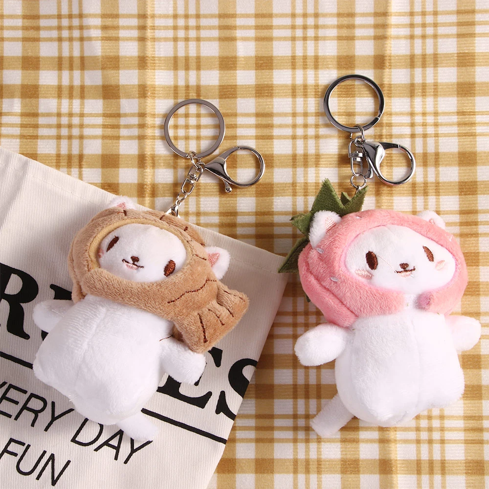 1pc Cute Snapper Head Set Keychain Cat Plush Action Figure Key Chain ...