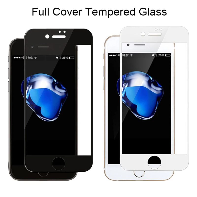 Black-Screen-Protector-on-the-for-iPhone-7-8-6-6S-Plus-Tempered-Glass ...