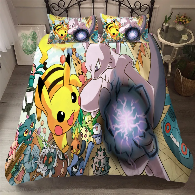 Kawaii Pokemon Cartoon Linen Bedding Set - KawaiiMerch.com