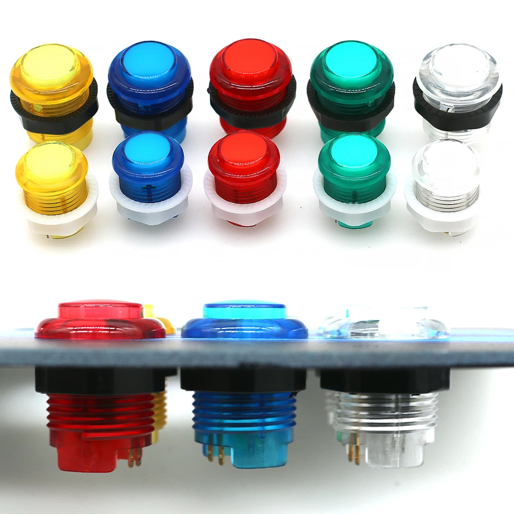 28mm 24mm Led 5v Illuminated Light Push Button Clear Round Arcade ...