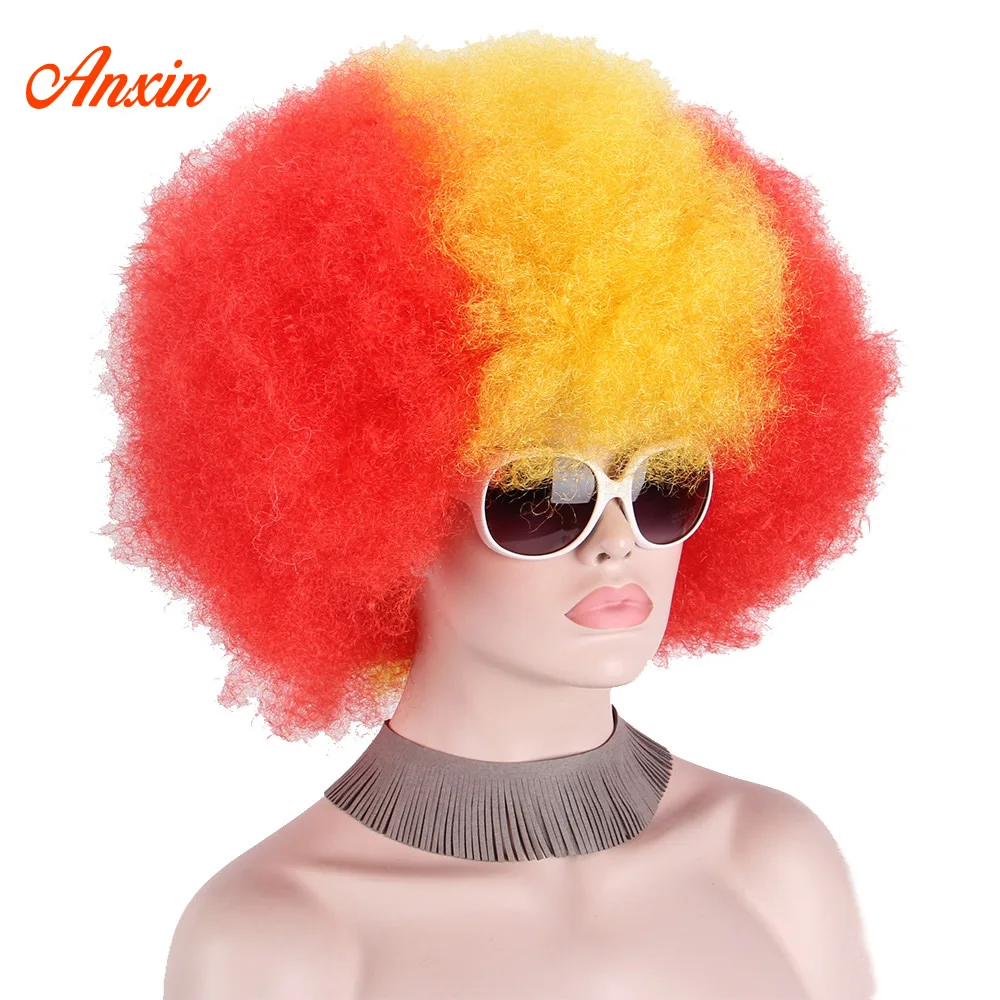 Afro Clown Wig Big Colorful Short Party Wigs Women Men Curly Football ...
