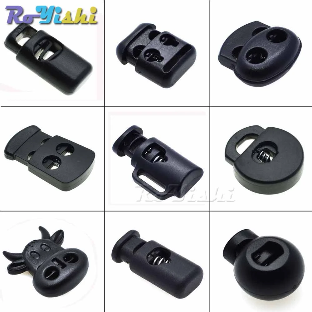 10pcs/pack Cord Lock Toggle Clip Stopper Plastic Black For Bags ...