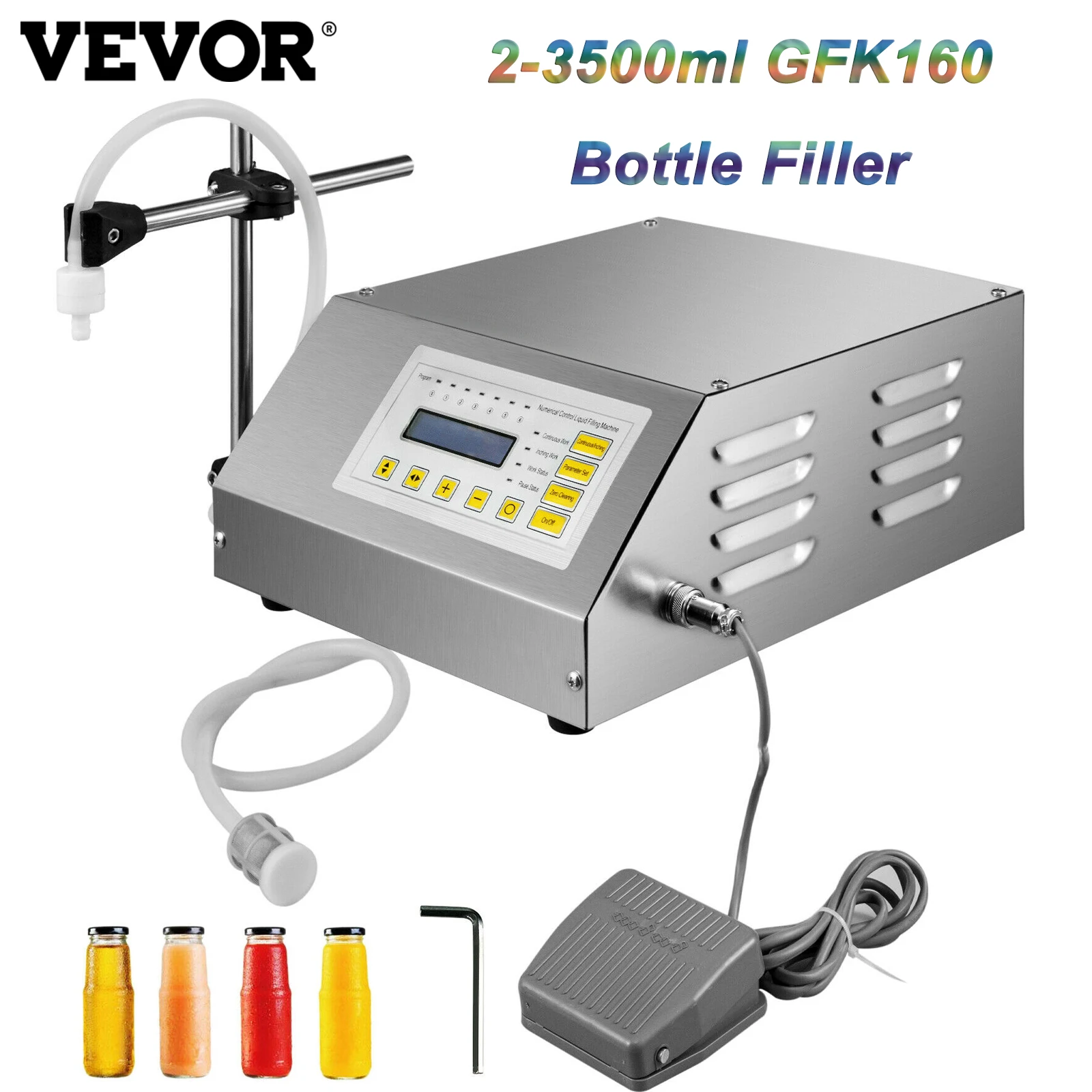 Vevor 2-3500 Ml Pneumatic Liquid Filling Machine Gfk 160 Digital ...