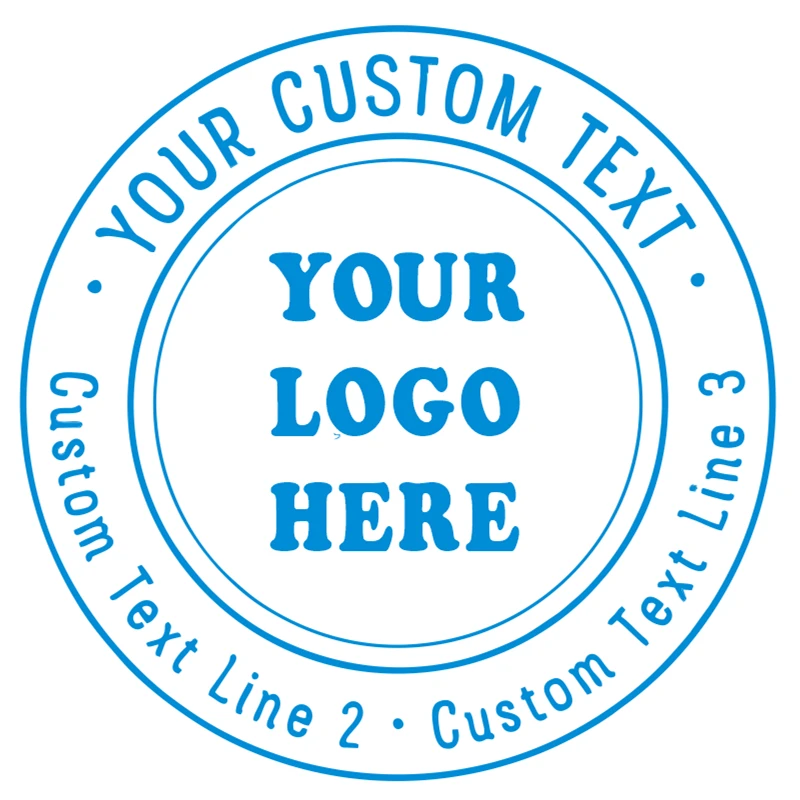 Custom Logo Double Round Border Stamp 3 Lines of Text Self Inking ...