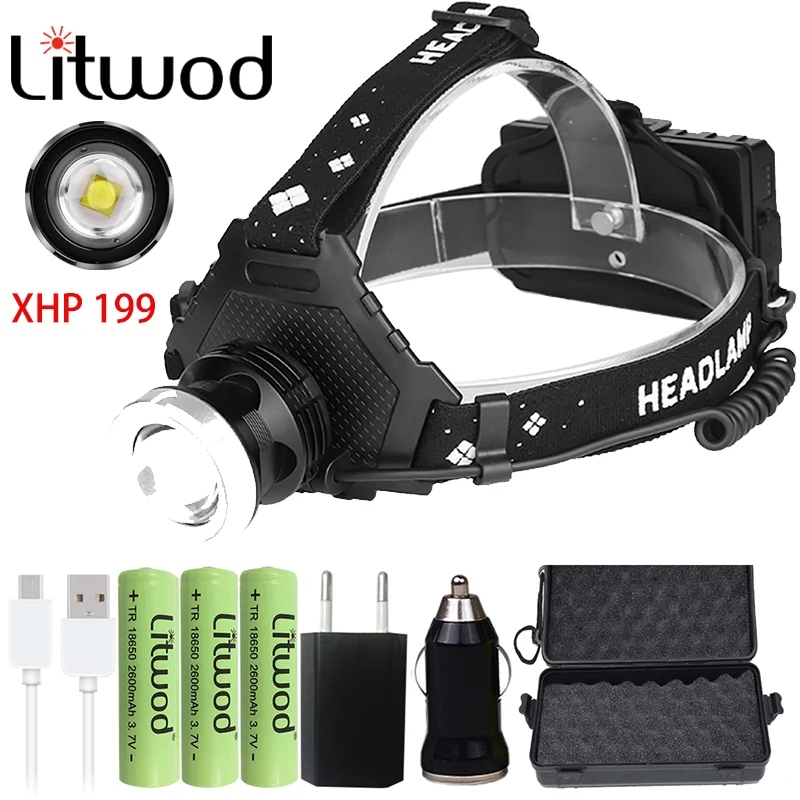Litwod Xhp199 Super Bright Usb Rechargeable Led Headlamp Most Powerful ...