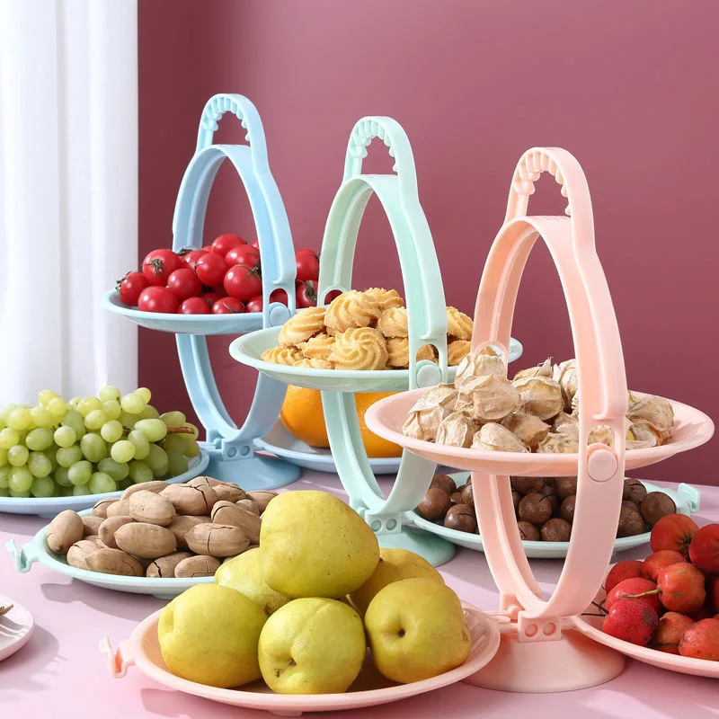 2-Tiers-Foldable-Fruit-Food-Storage-Rack-Nuts-Biscuit-Candy-Holder ...