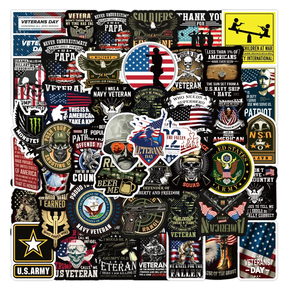 10-30-50pcs-Cartoon-Commemorative-Veterans-Graffiti-Military-Equipment ...