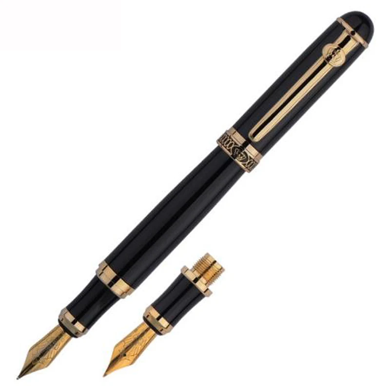 Duke-D2-Classic-Black-Golden-Clip-D2-Medium-Nib-Fountain-Pen-With-1PC ...