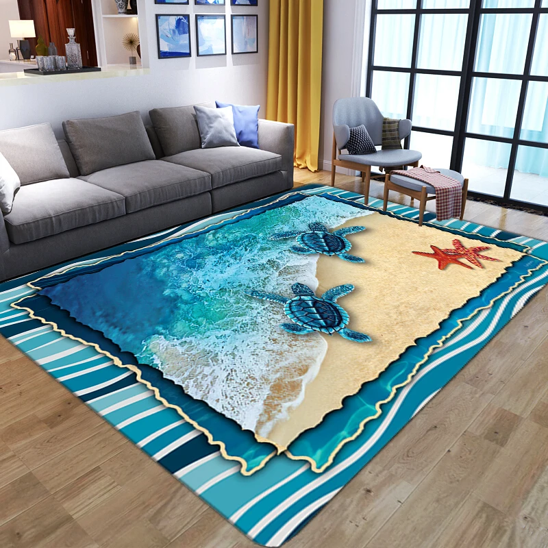 3D strand meer schildkröte print teppiche wohnzimmer tisch dekoration ...
